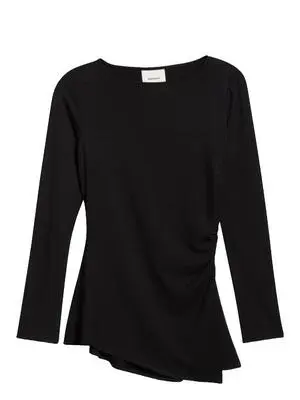 REFORMATION Margot Asymmetric Peplum Knit Top - Black