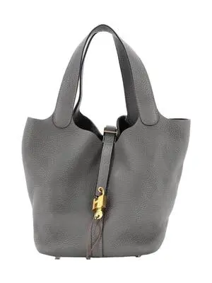 Hermès Picotin Lock Bag Clemence MM Gris Meyer