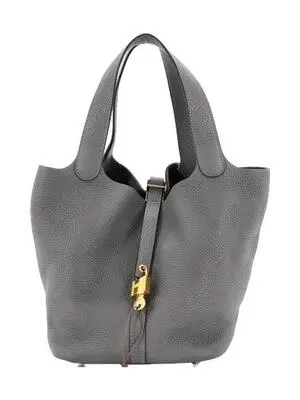Hermès Picotin Lock Bag Clemence MM Gris Meyer