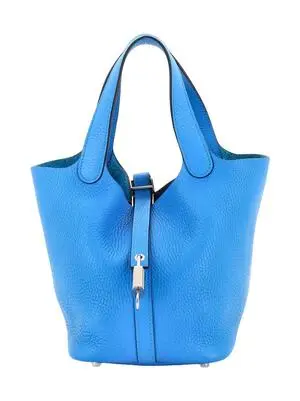 HERMES Picotin Lock Bag Clemence Pm - Bleu Zanzibar