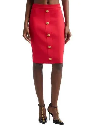 Balmain Button-front Knit Skirt - 4pk Live Fuchsia