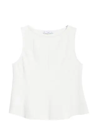 Mango Bateau Neck Peplum Blouse - White