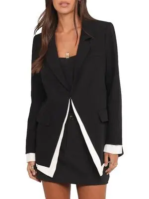 PETAL & PUP Layered Notch-lapel Blazer - Black