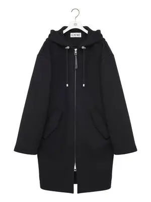 Loewe Wool Hooded Coat - Black