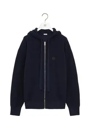 Loewe Wool-blend Terry Anagram Hoodie - Navy