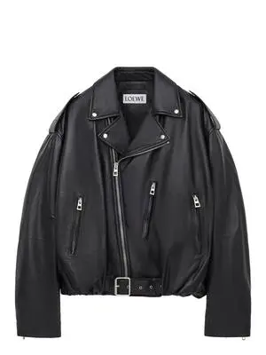 Loewe Balloon Leather Biker Jacket - Black