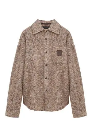 Loewe Wool-blend Micro-check Overshirt - Beige