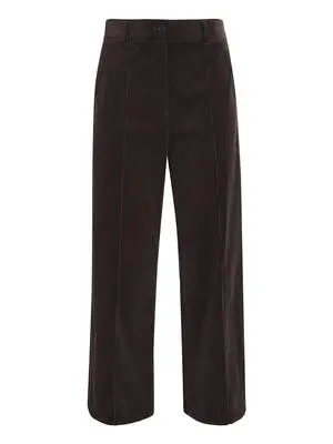 ME+EM Cotton Corduroy Cropped Trousers - Brown