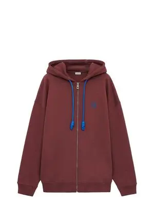 Loewe Cotton-blend Anagram Hoodie - Burgundy