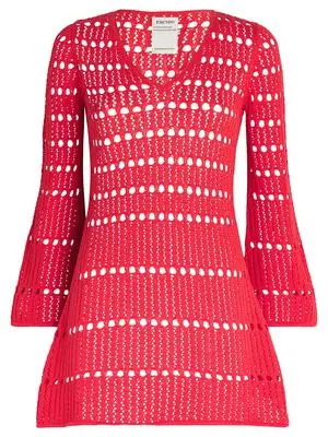 Escvdo Cotton Knitted Mishi Mini Dress - Red