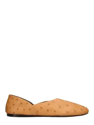 Khaite Ostrich Leather Jane Ballerinas - Brown