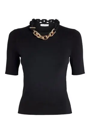 Rabanne Knitted Chain-detail T-shirt - Black