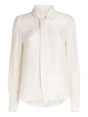 ME+EM Satin Stripe Shirt With Tie - White
