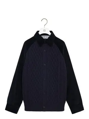 Loewe Wool And Cotton Corduroy Hybrid Overshirt - Navy
