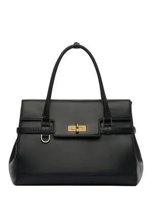 Max Mara Medium Leather Margaux Top Handle Bag - Black