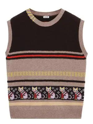 Loewe X Louis Wain Wool-blend Sweater Vest - Beige