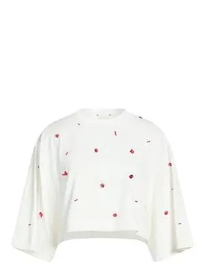 ALYSI Cotton T-shirt With Appliqués - Off White