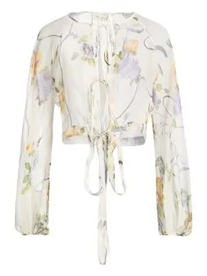 Blumarine Floral Print Chiffon Shirt - Beige