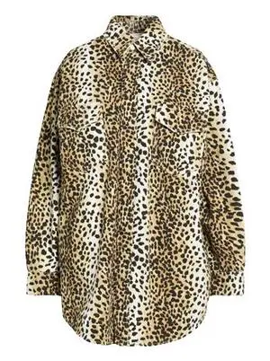 Blumarine Gabardine Leopard-print Overshirt - Beige