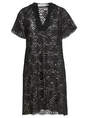 SHIRTAPORTER Mini Dress In Cotton Blend With Lace - Black