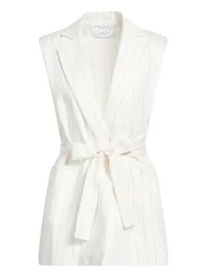 KAOS Striped Sleeveless Blazer - White