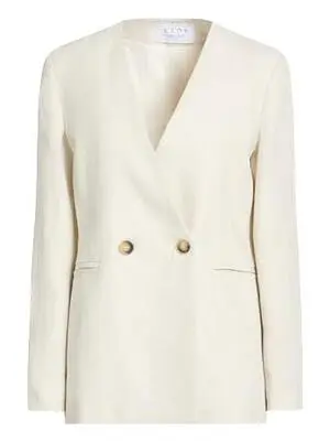 KAOS Linen Double-breasted Blazer - Off White