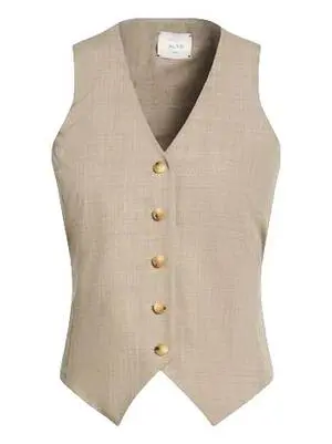 ALYSI Tailored Virgin Wool Vest - Sage Green