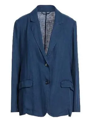 OTTOD'AME Linen Single-breasted Blazer - Navy