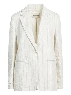 OTTOD'AME Striped Single-breasted Blazer - Off White