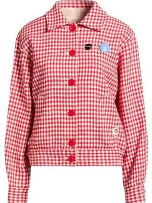 OTTOD'AME Checked Flannel Casual Jacket - Red