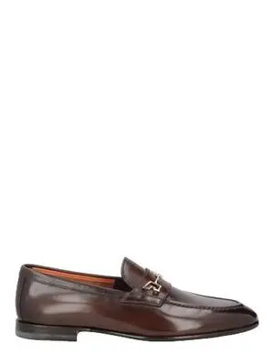 Santoni Leather Loafers With Appliqués - Brown