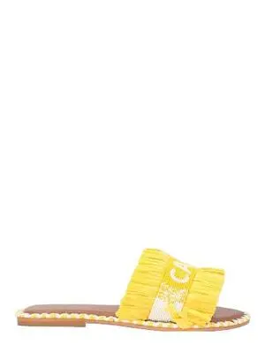 DE SIENA Raffia Slide Sandals - Yellow