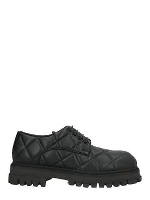 Emporio Armani Lace-up Shoes In Synthetic Fibers - Black