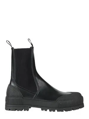 Emporio Armani Ankle Boots In Calfskin, Polyamide And Elastane - Black