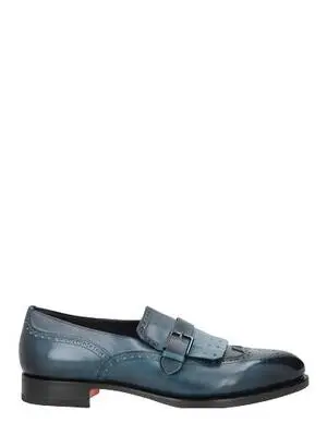 Santoni Leather Goodyear Loafers - Navy