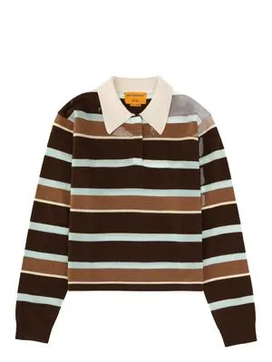 Guest In Residence Cropped Stripe Rugby Polo Shirt - Multicolour