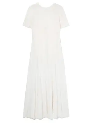 Staud Le Havre Fringed Cotton-gauze Midi Dress - Cream