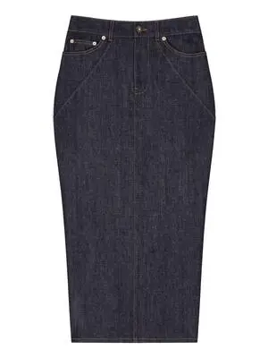 Givenchy Midi Kickback Denim Skirt - Dark Blue