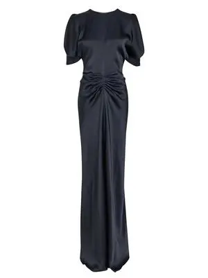 Victoria Beckham Isabella Gathered Satin Maxi Dress - Navy