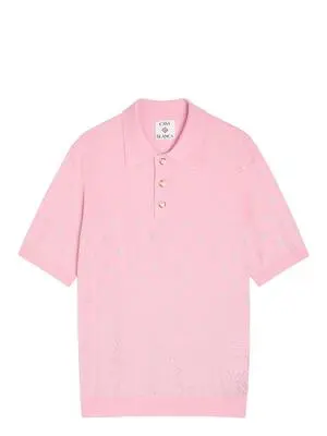 Casablanca Crystal-embellished Merino Wool Polo Shirt - Pink