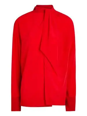 Victoria Beckham Draped Asymmetric Silk Blouse - Red