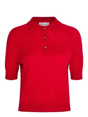 Victoria Beckham Fine-knit Wool Polo Top - Red
