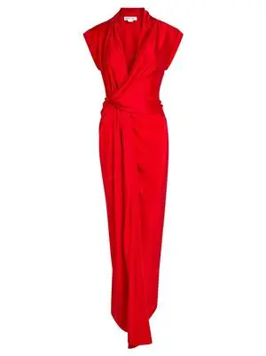 Victoria Beckham Twist Asymmetric Maxi Dress - Red