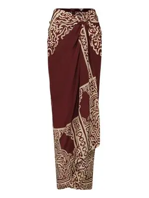 Johanna Ortiz Geometry Of The Saddle Draped Silk Maxi Skirt - Red