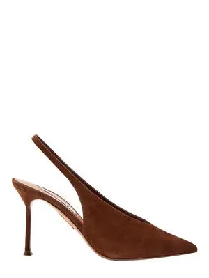 AQUAZZURA Aquazzurra Voltaire 85 Suede Slingback Pumps - Brown