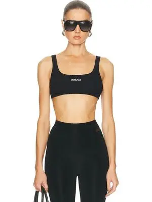 Versace Cotton Rib Bra Top - Black