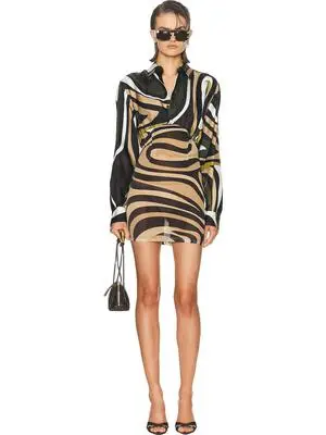 Emilio Pucci Long Sleeve Mini Dress - Khaki