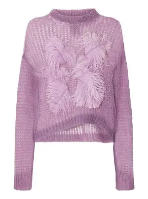 Attico Feather-trimmed Mohair-blend Sweater - Purple