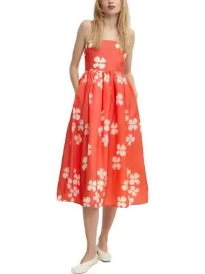 Stine Goya Yanina Floral-print Midi Dress - Red