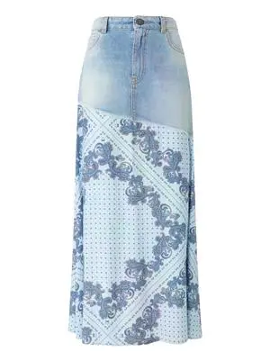 Pinko Fuga Paisley Midi Skirt - Blue